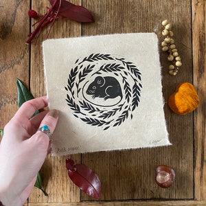 Original 'field Mouse' Lino Print | Nature Themed | Wall Decor | Home ...