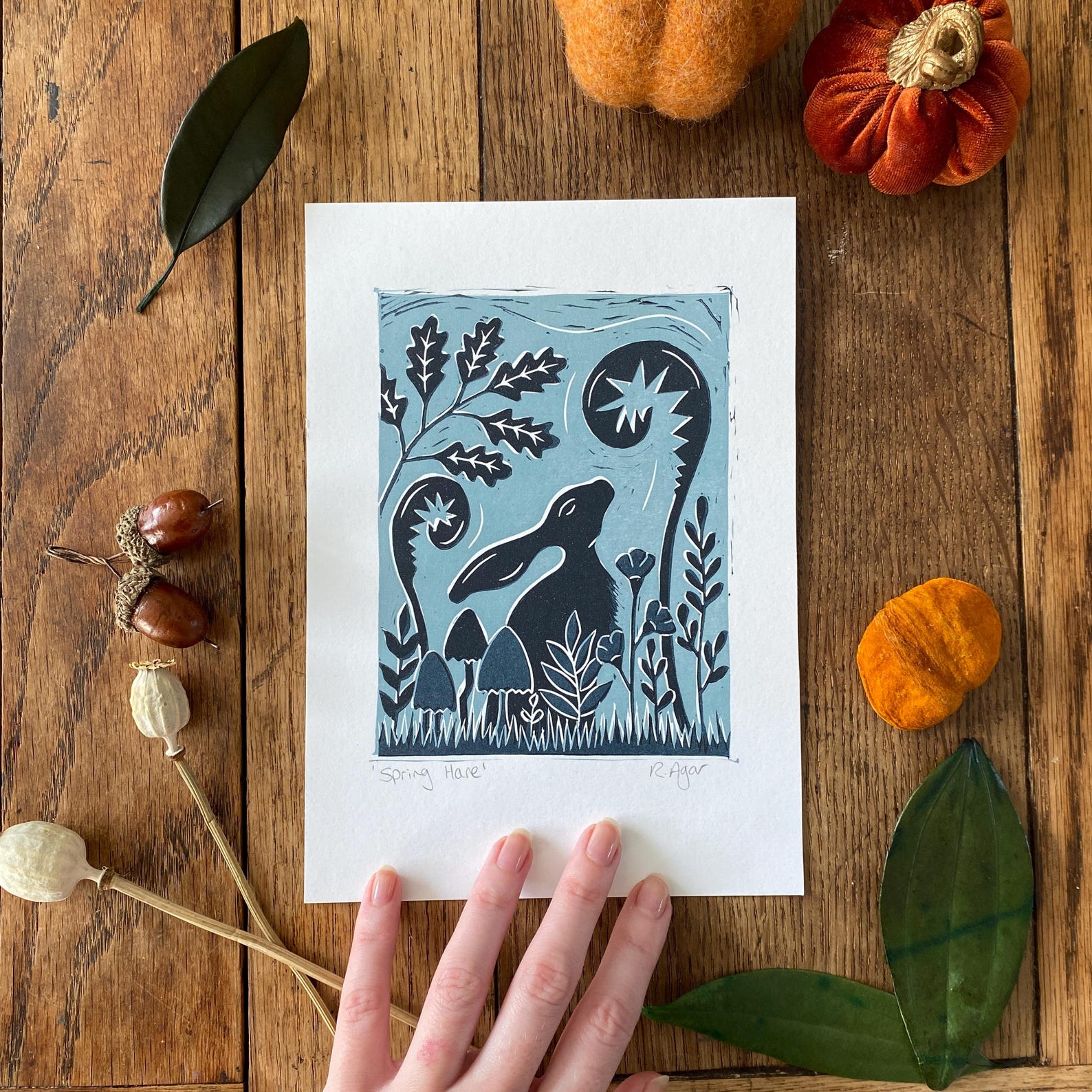 Original 'spring Hare' Lino Print | Prints | Home Decor | Home & Living ...