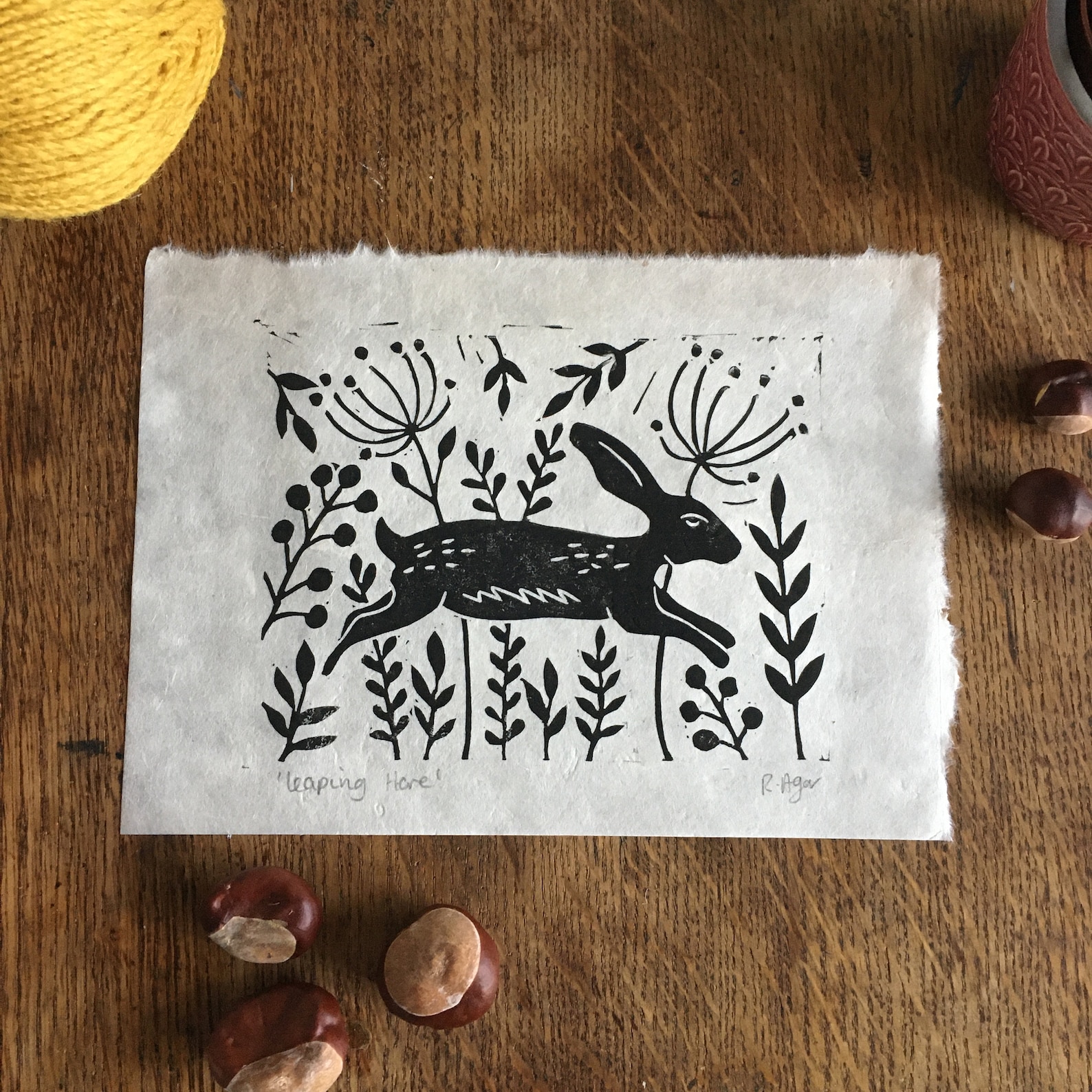 Leaping Hare Lino Print | Original Print | Home & Living | Home Decor ...