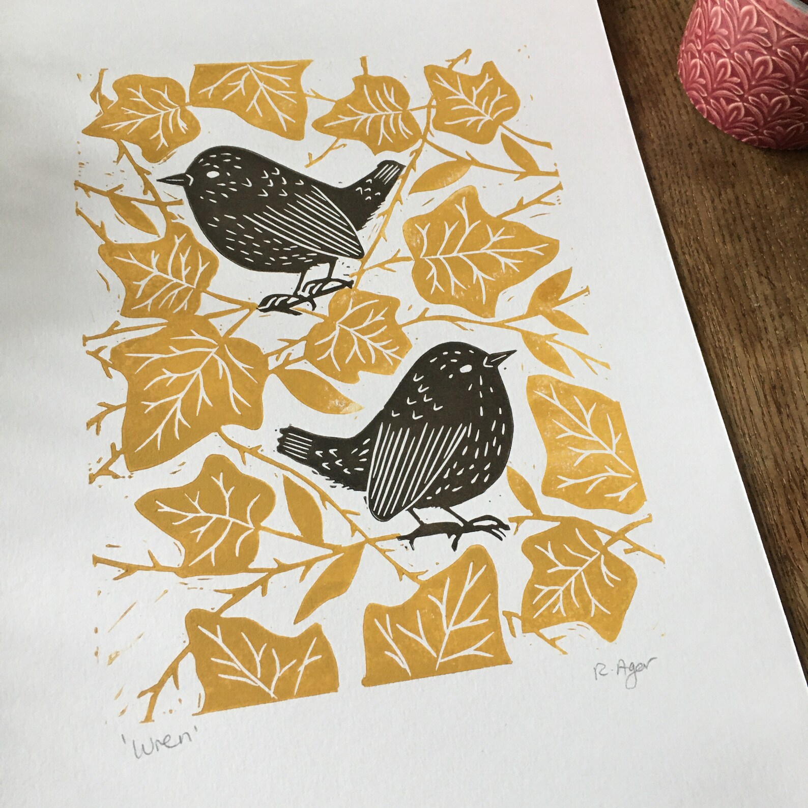 Original A4 'wren' Lino Print Home & Living Home | Etsy