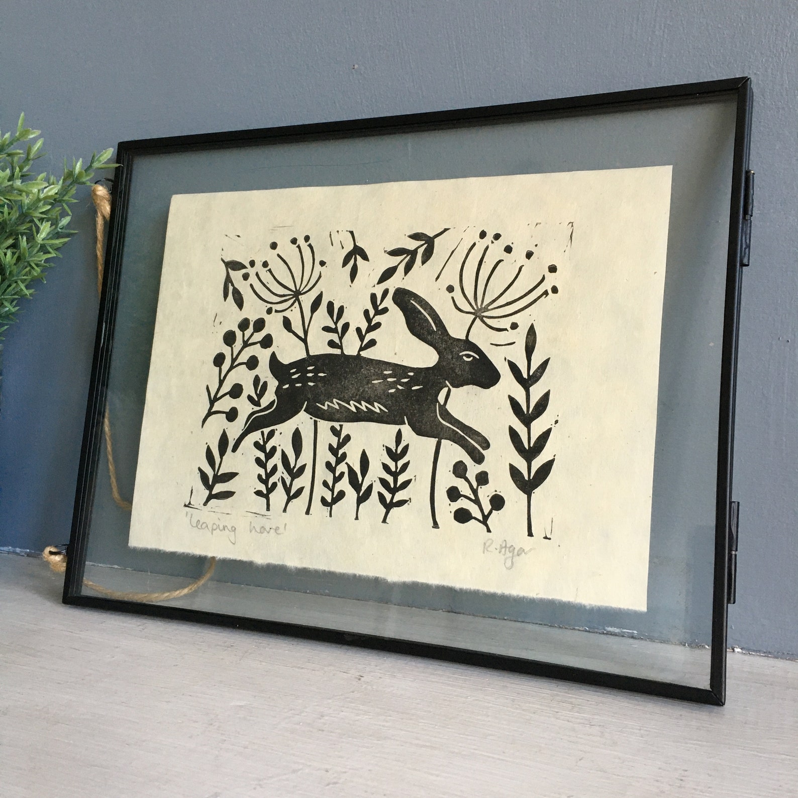 Leaping Hare Lino Print Original Print Home & Living - Etsy UK