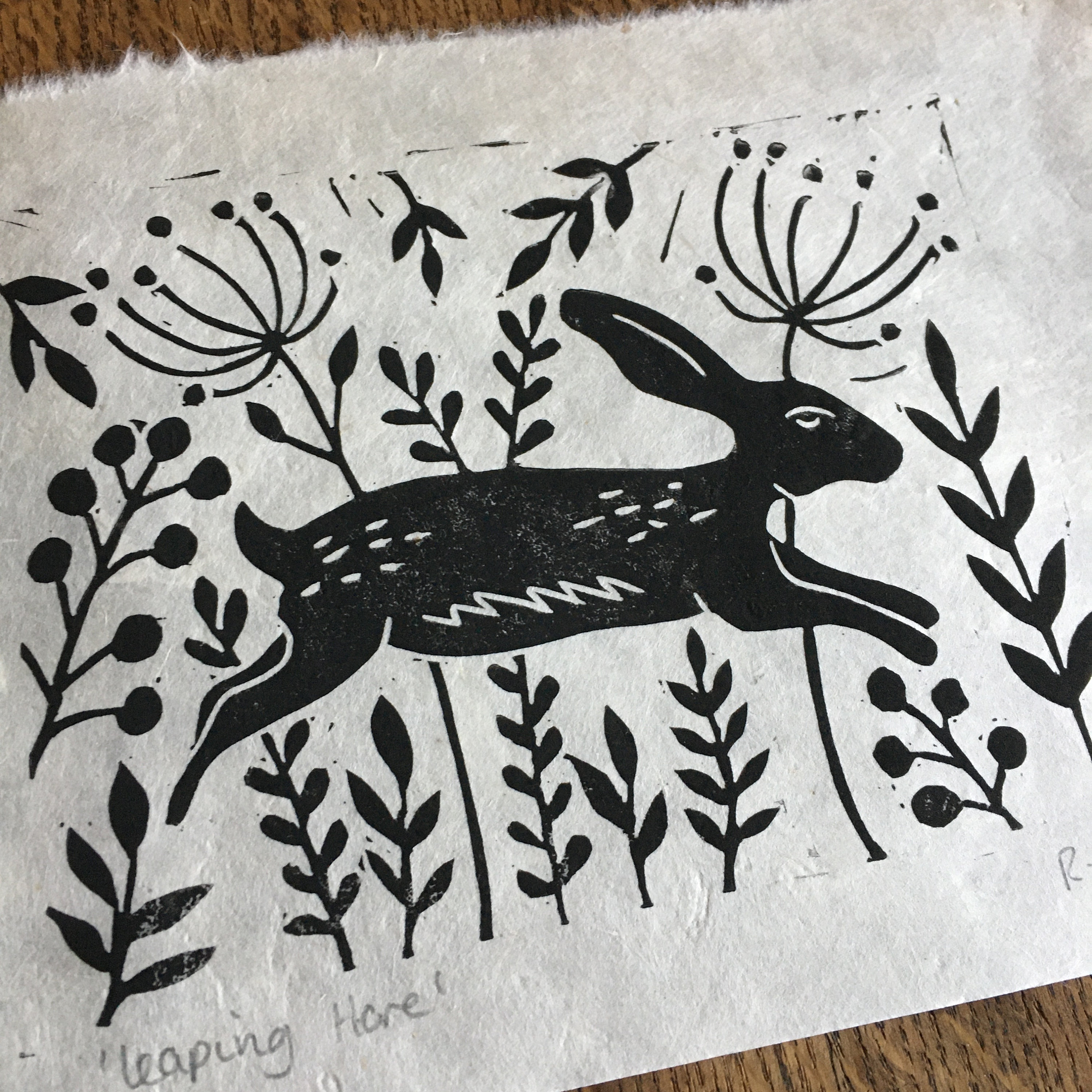 Leaping Hare Lino Print | Original Print | Home & Living | Home Decor ...