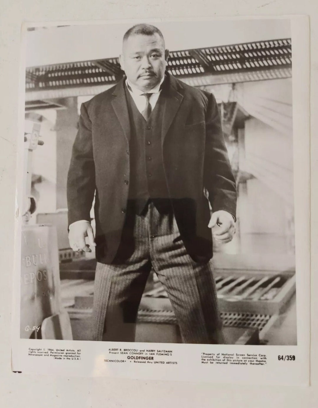 Goldfinger 1964 James Bond Original Lobby Card UK Odd Job Harold Sakata ...