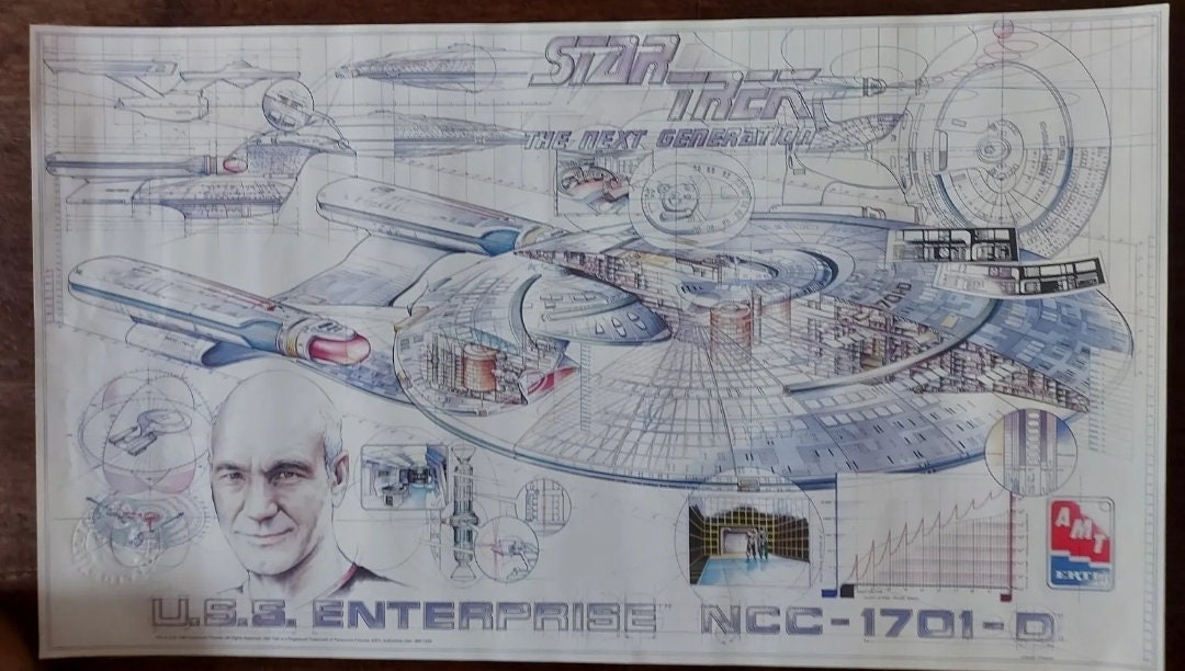 Star Trek TNG USS Enterprise NCC 1701 Blueprint Schematics Illustration ...