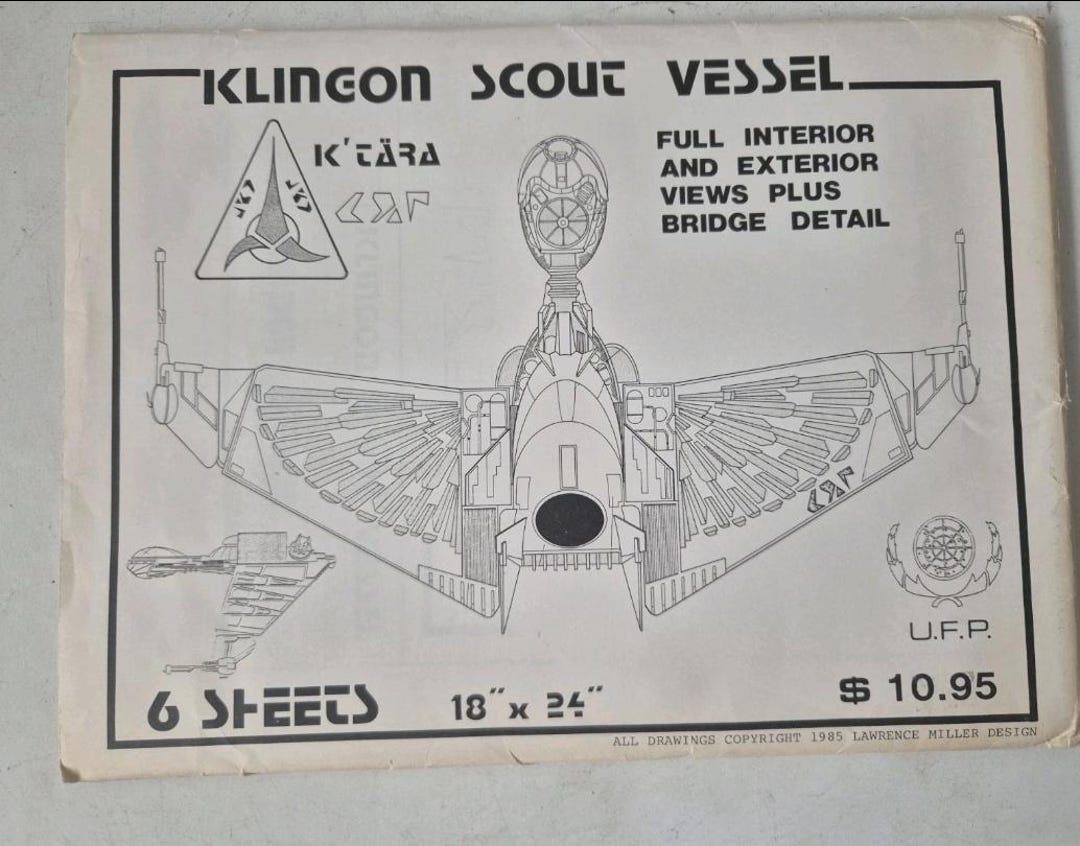 Star Trek Klingon Scout Vessel 6 Blueprint Schematics Poster Plans 18 ...