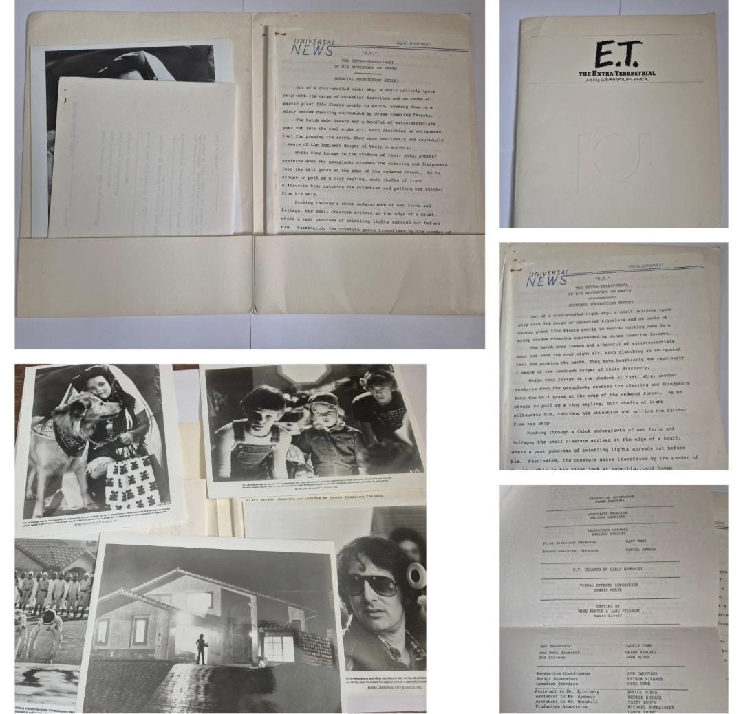 E.T the Extra Terrestrial Press Folder Lobby Cards Production Note Etc ...