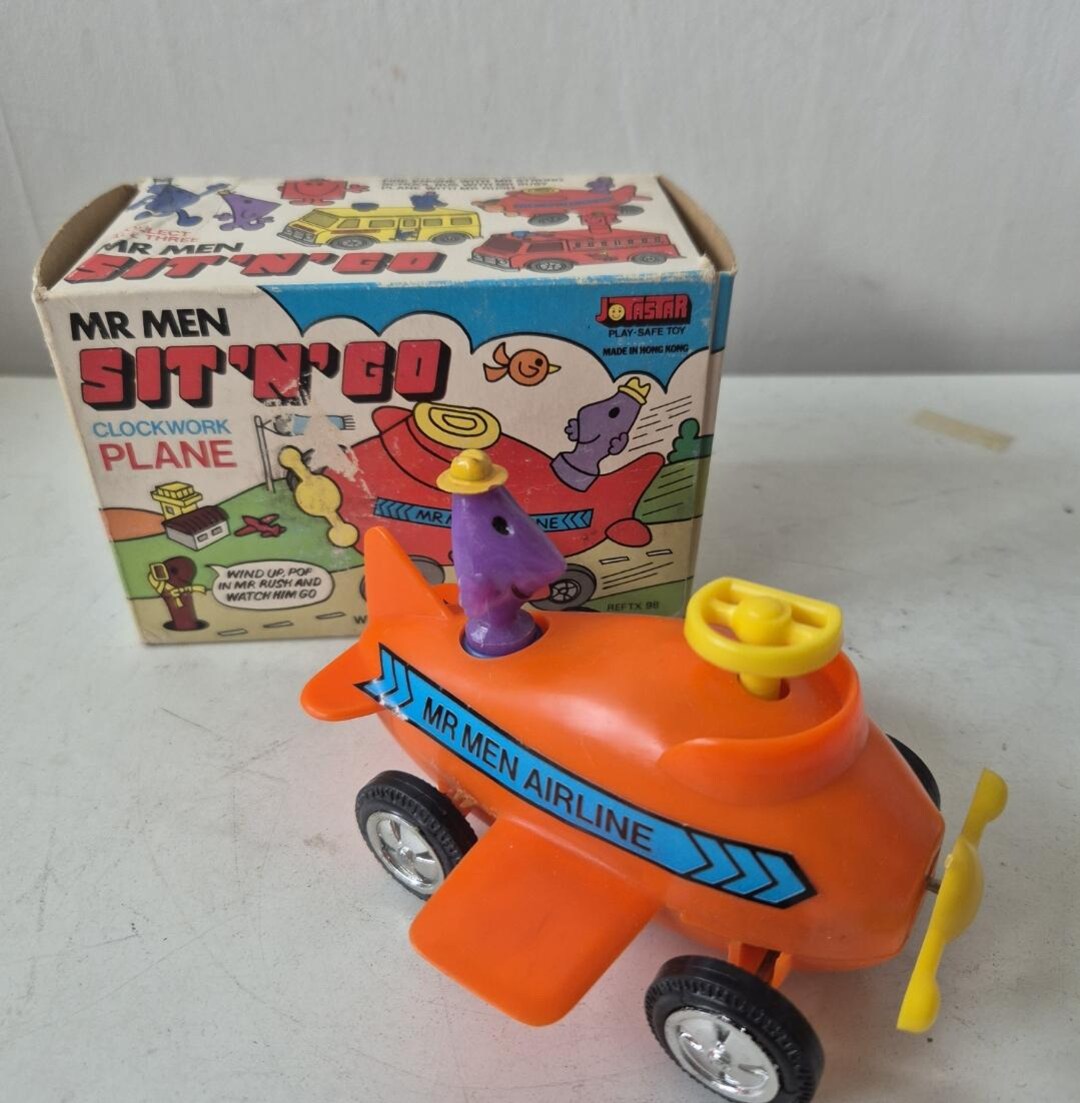 Mr Men Sit 'N' Go Mr Rush Clockwork Plane Jotastar 1980s Boxed - Etsy ...