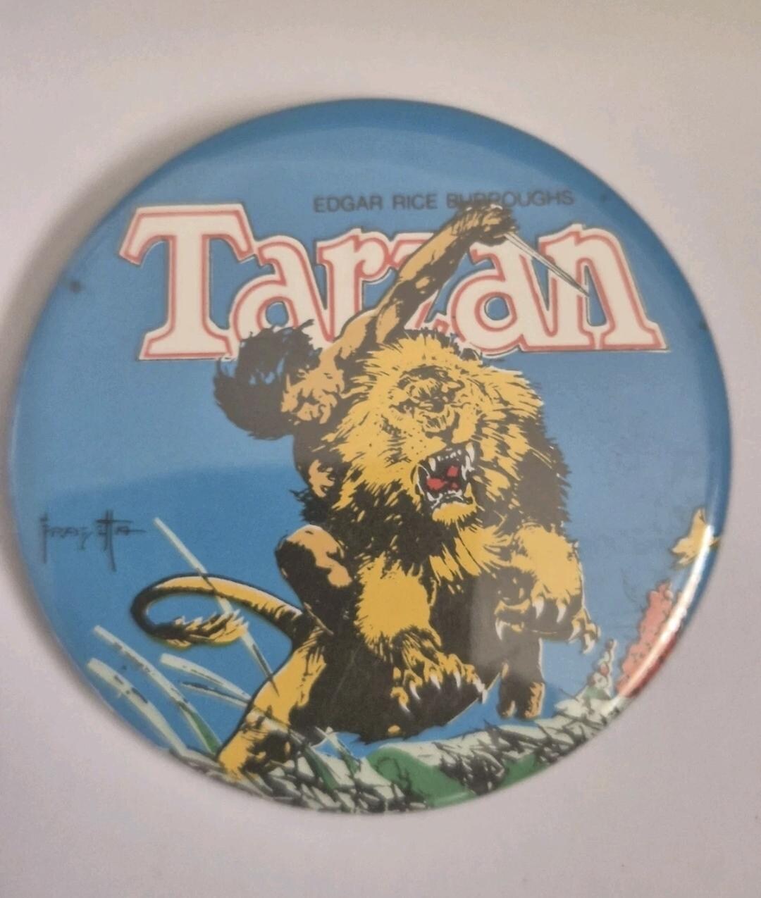 Tarzan Pin Back Button Edgar Rice Burrough 1973 3.5" Pin Badge Vintage ...