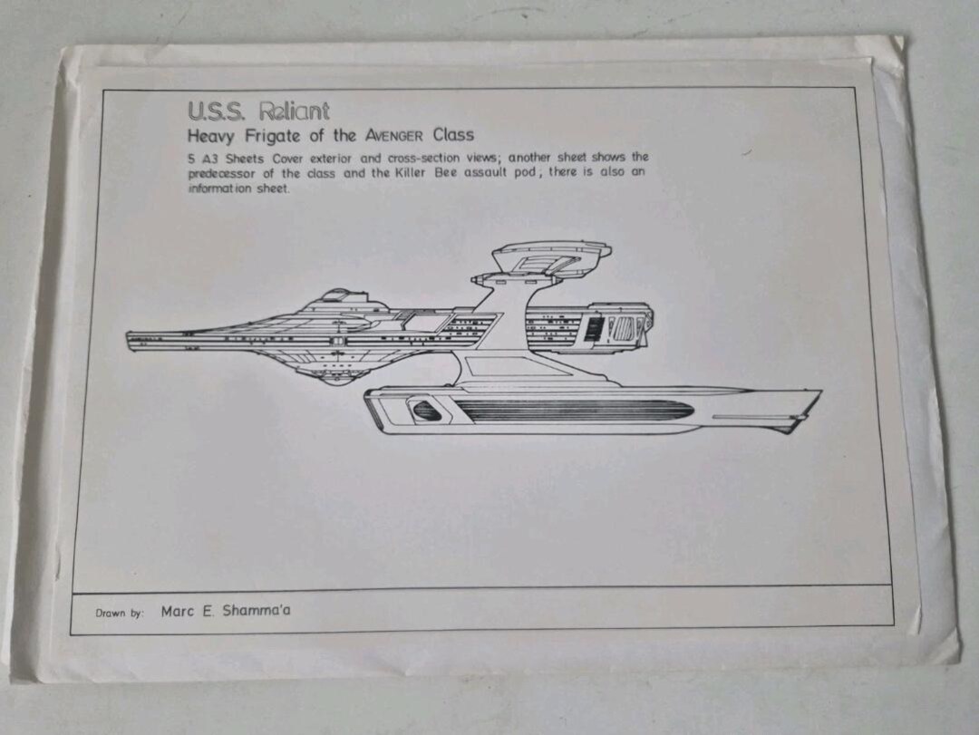 Star Trek USS Reliant Heavy Frigate Avenger Class 6 Blueprint Poster ...