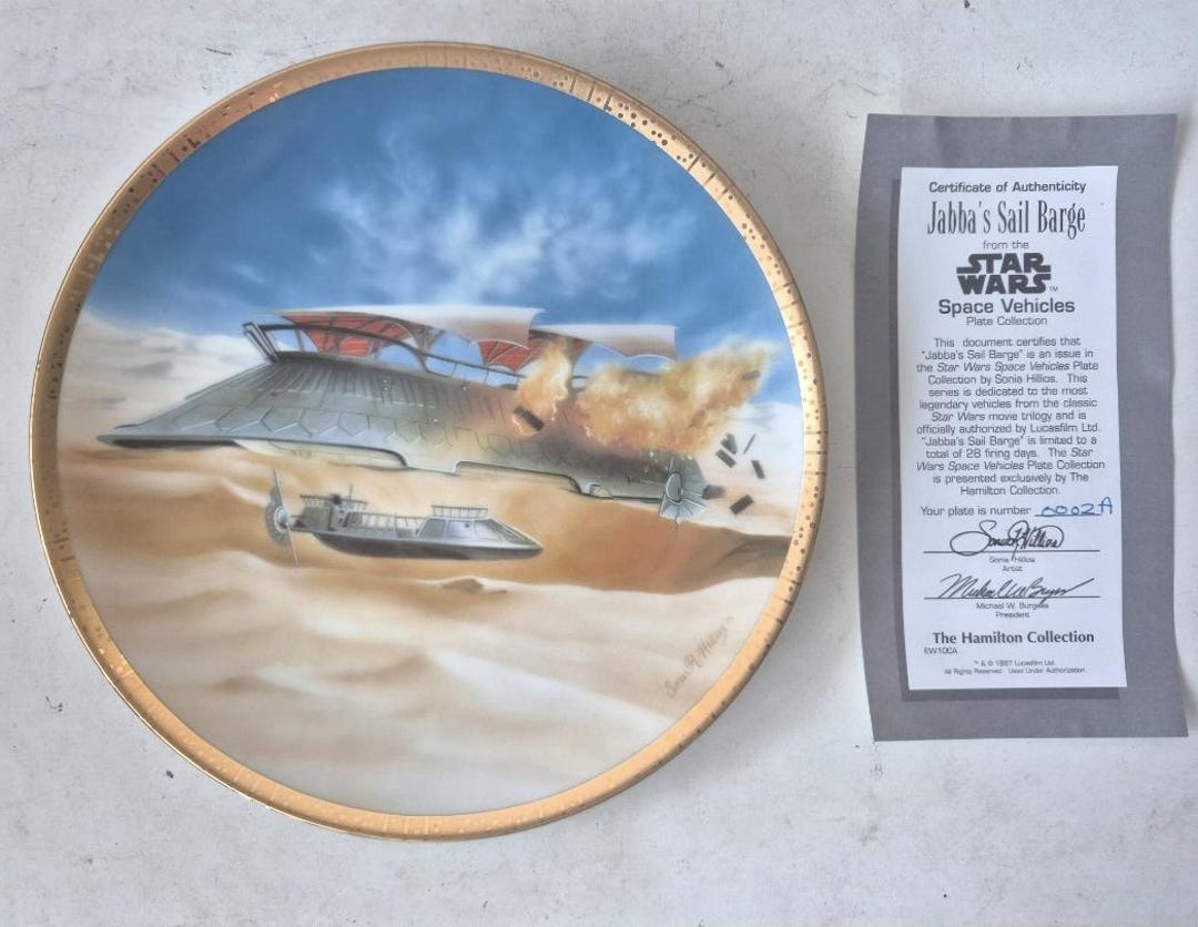 Star Wars Jabba Sail Barge Hamilton Collector Plate Limited Edition COA ...