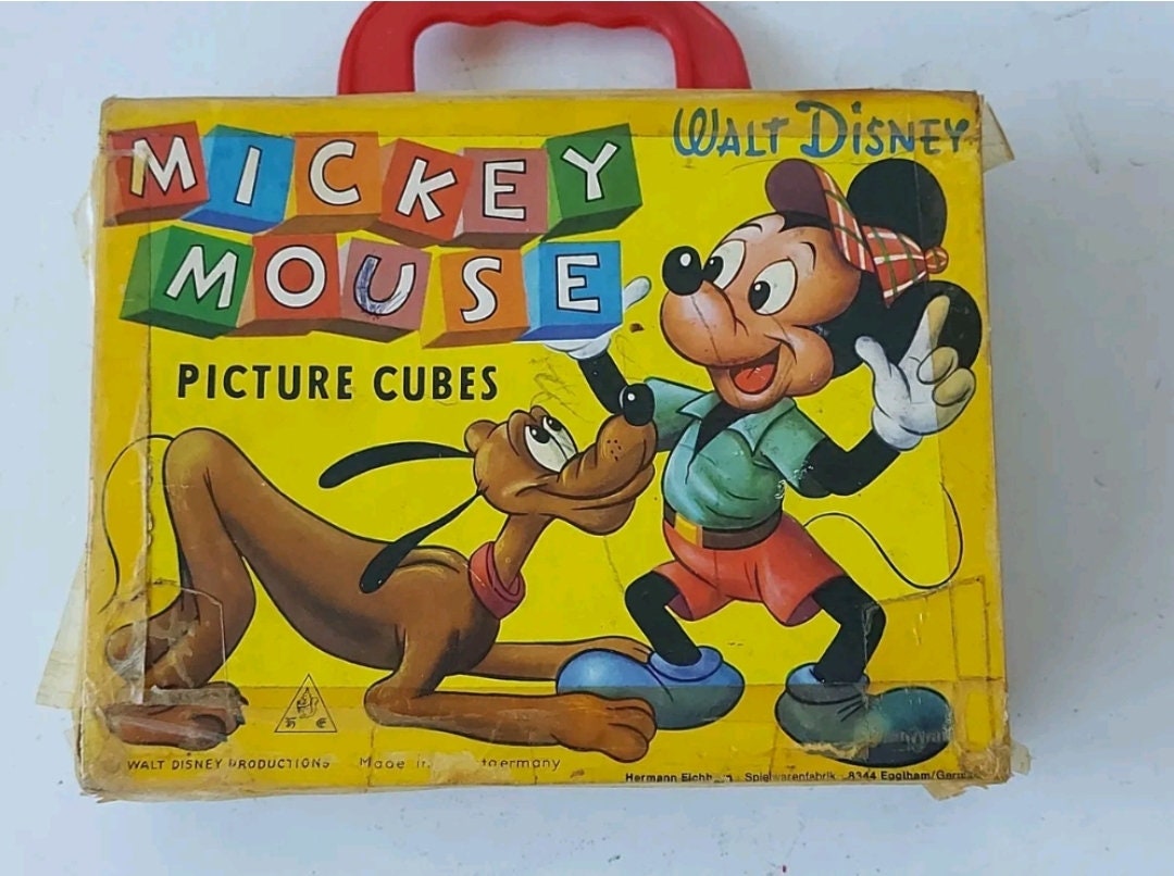 Vintage Disney Mickey Mouse Picture Cubes Puzzle Set in Case - Etsy