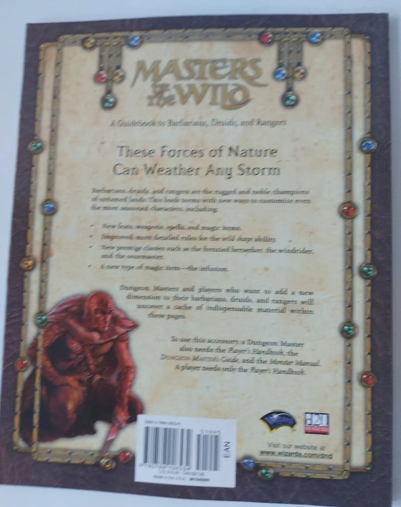 D&D Masters of the Wild Guide to Barbarians Druids Rangers WOTC (2002 ...