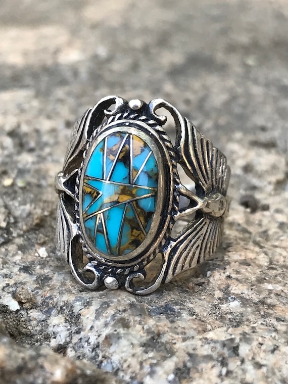 Vintage Zuni Butterfly Turquoise Ring - Gem