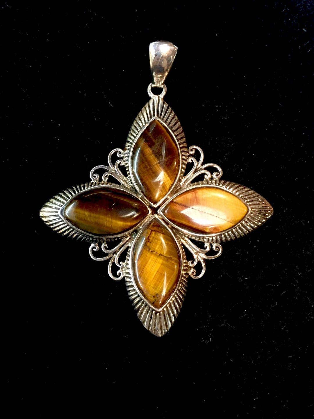 Antique CFJ Tiger Eye Cross Pendant - Etsy