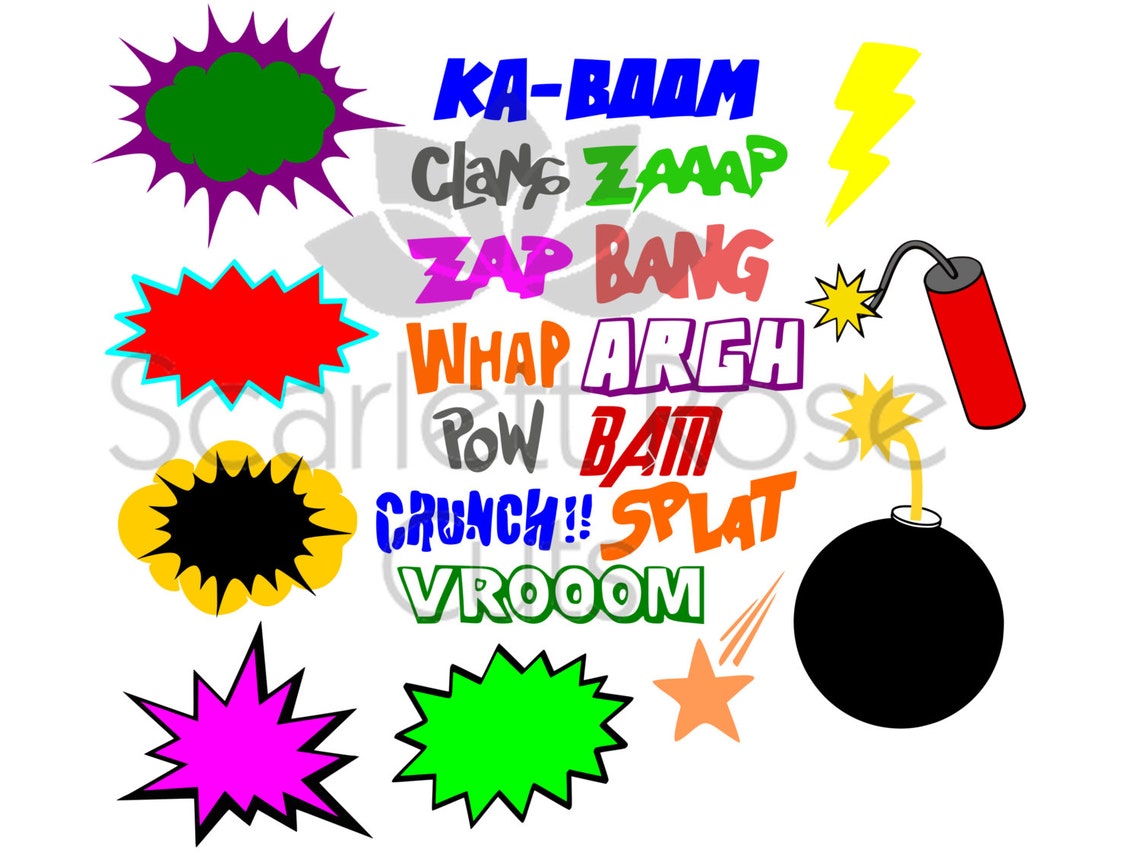 Cartoon Explosion Superhero Pow SVG Boom Bomb Comic Book | Etsy