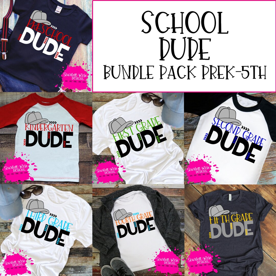 Back to School, SVG Bundle, Kindergarten-5th Grade, Preschool Dude SVG ...