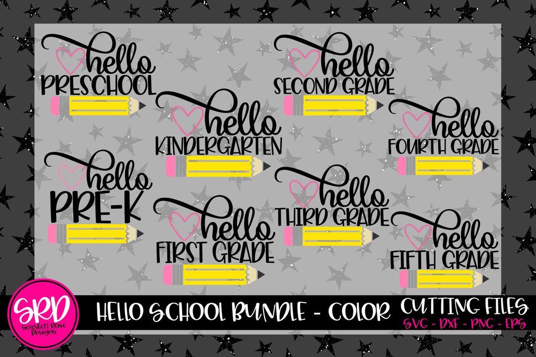 Back to School, SVG Bundle Preschool Pre-k to 5th Grade, Hello School ...
