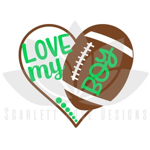 Football Heart SVG Cut File, Love My Boy Football Mom for Silhouette ...
