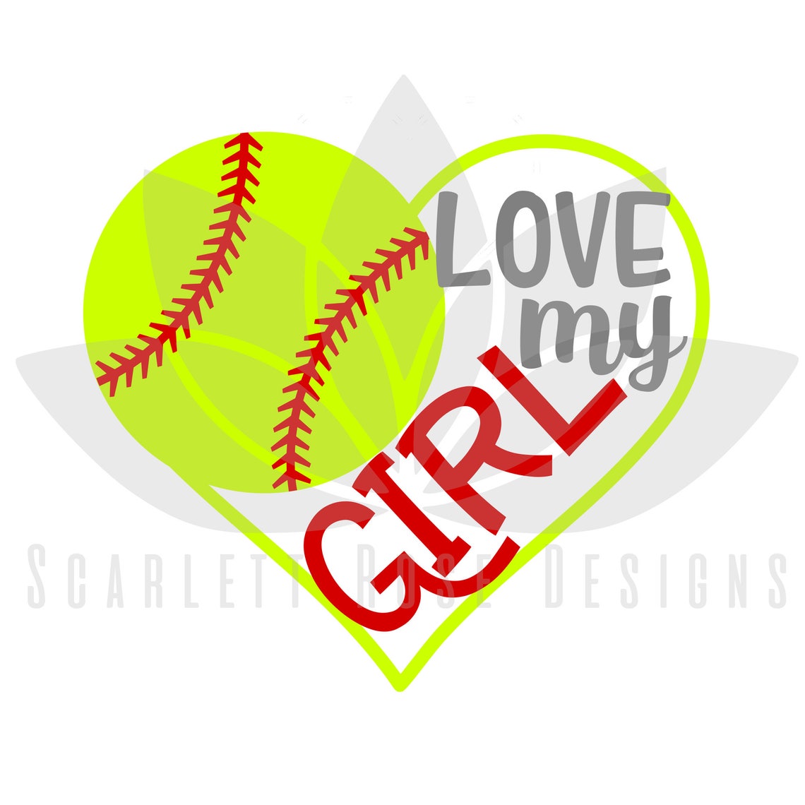 Softball Mom Love My Girl Softball Heart SVG Cut File for | Etsy