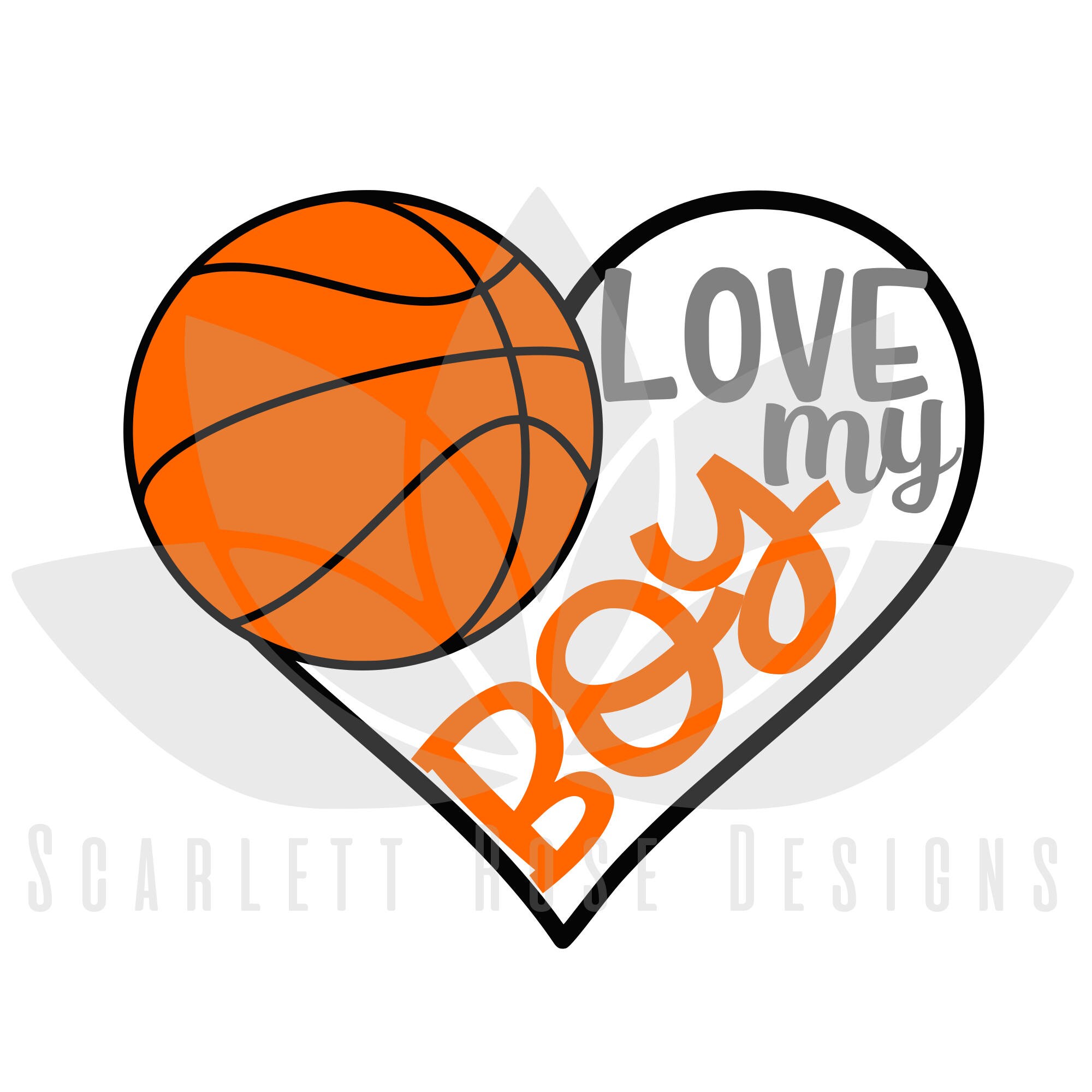 Basketball Heart Love My Boy SVG Cut File for Silhouette | Etsy