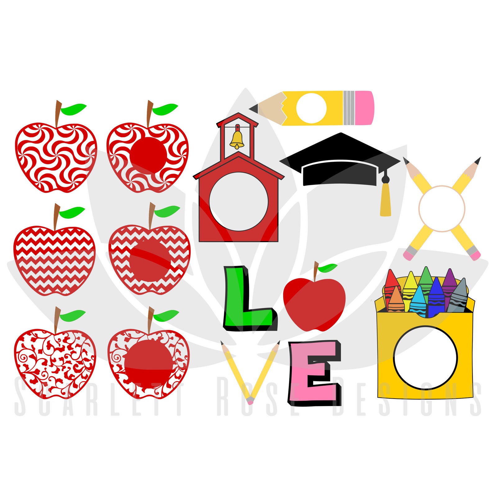 School Teacher Monogram Frames SVG Cut Files Back to School - Etsy