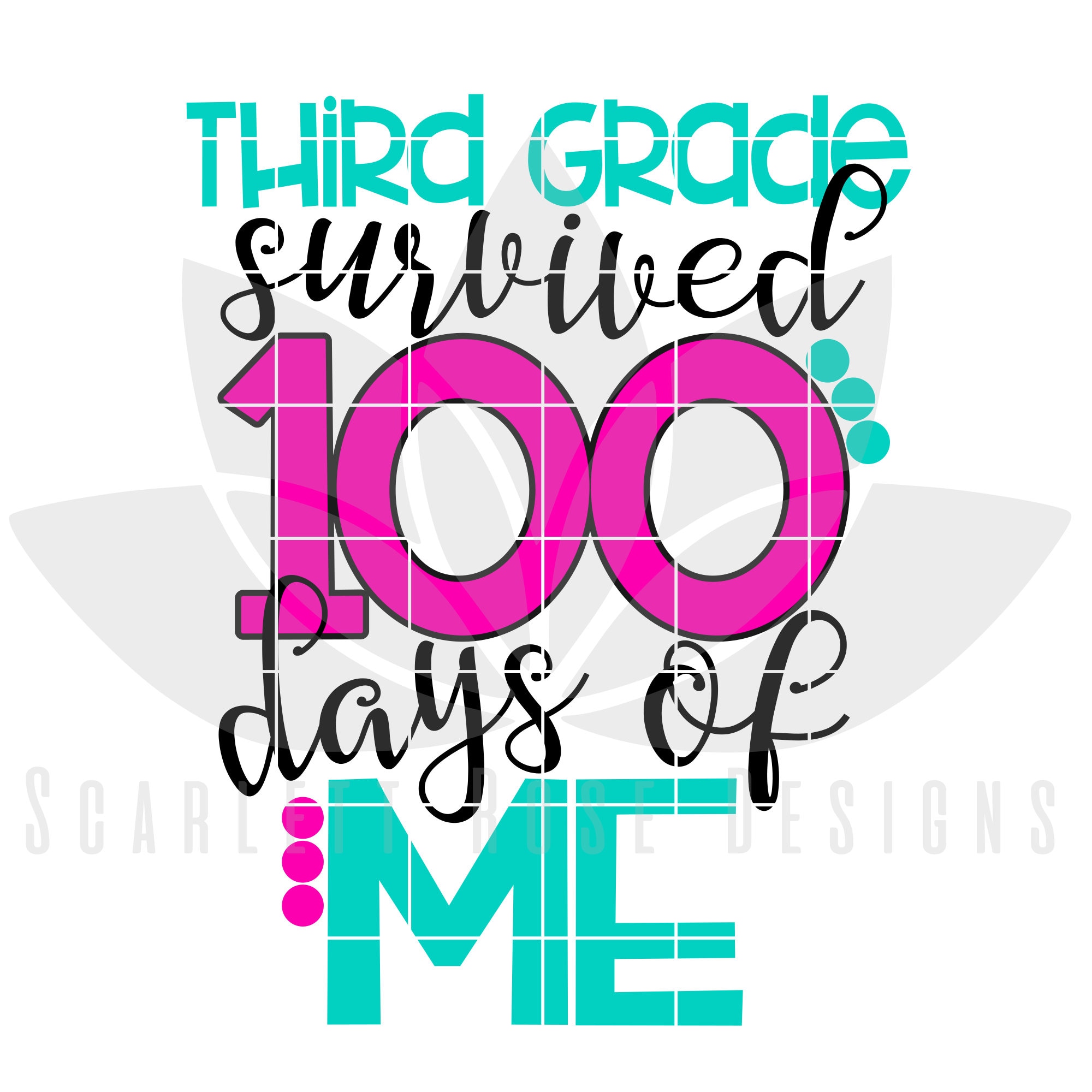 100th Day of School Svg 100 Days School Svg Third Grade | Etsy
