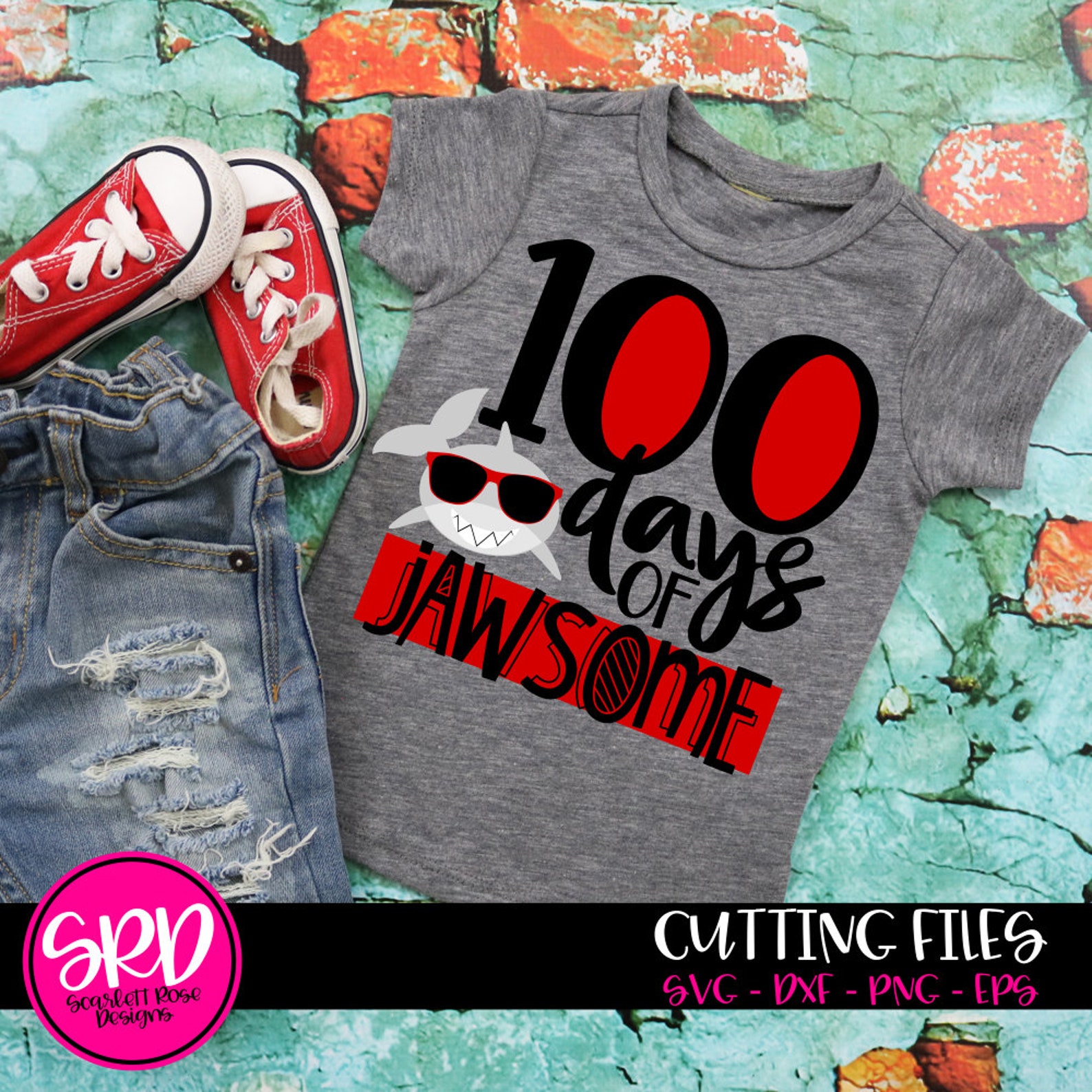 100 Days of Jawsome SVG, 100 Days of School Svg, Svg Cut Files, Shark ...