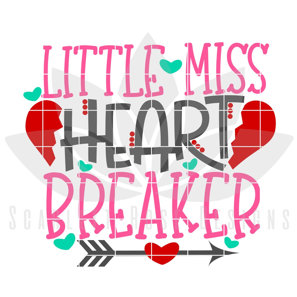 Valentines Day SVG DXF Little Miss Heart Breaker Broken - Etsy