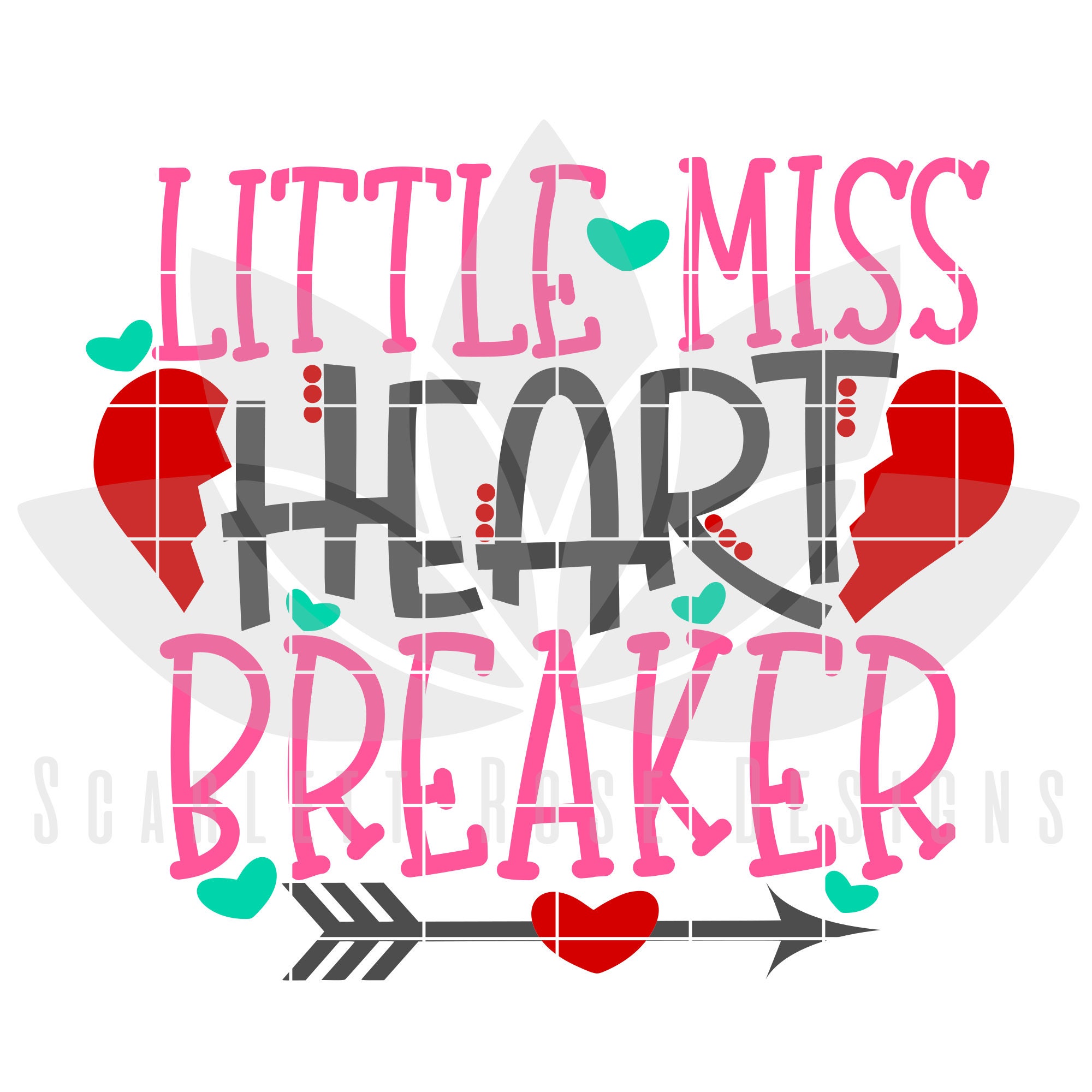 Valentines Day SVG DXF Little Miss Heart Breaker Broken - Etsy