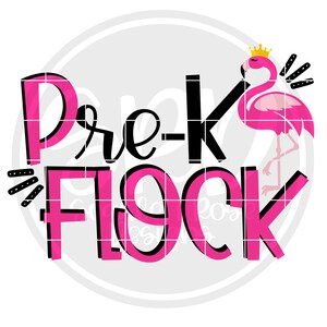 Pre-k Flock SVG, Back to School Svg, Svg Cut File, Flamingo SVG, School ...