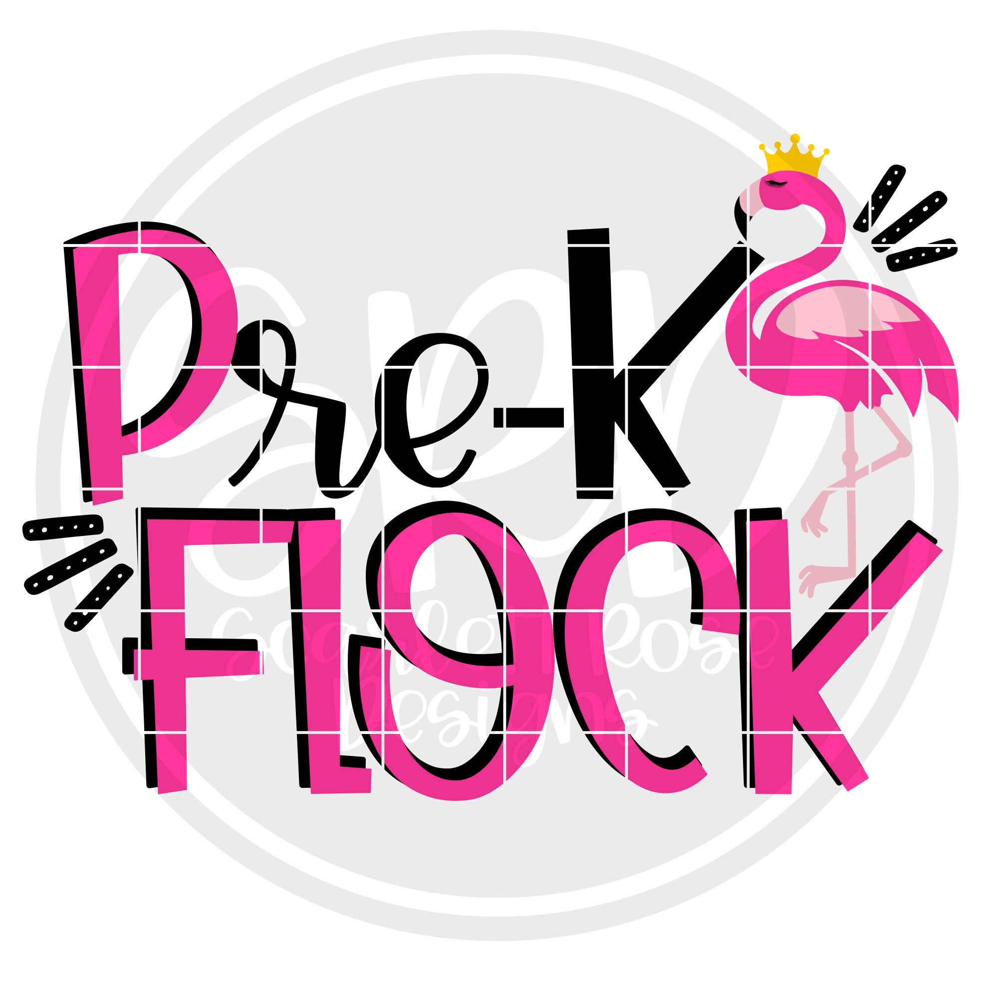 Pre-k Flock SVG Back to School Svg Svg Cut File Flamingo | Etsy
