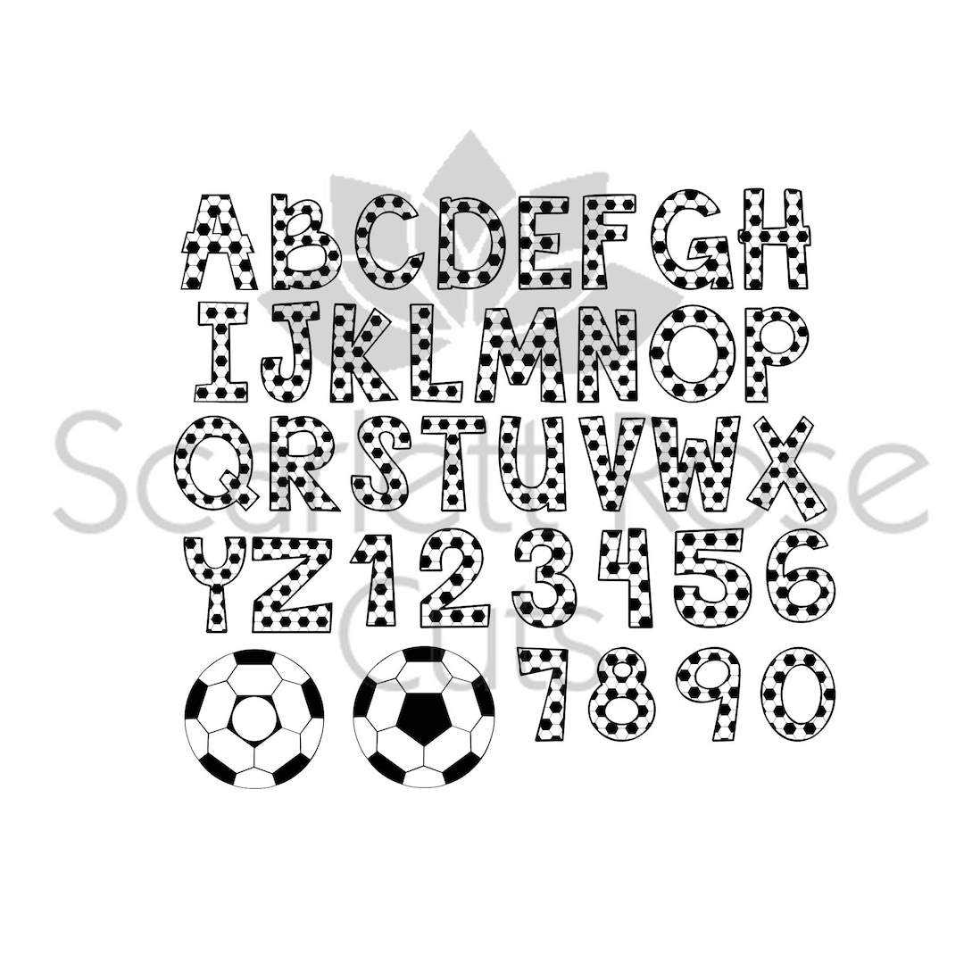 Soccer Font Letters and Numbers Sports Balls Monogram SVG Cut File for ...