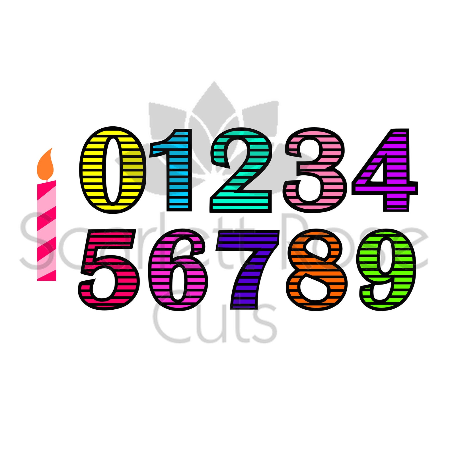 Stripe Numbers Birthday SVG Cut File for Silhouette Cameo and - Etsy