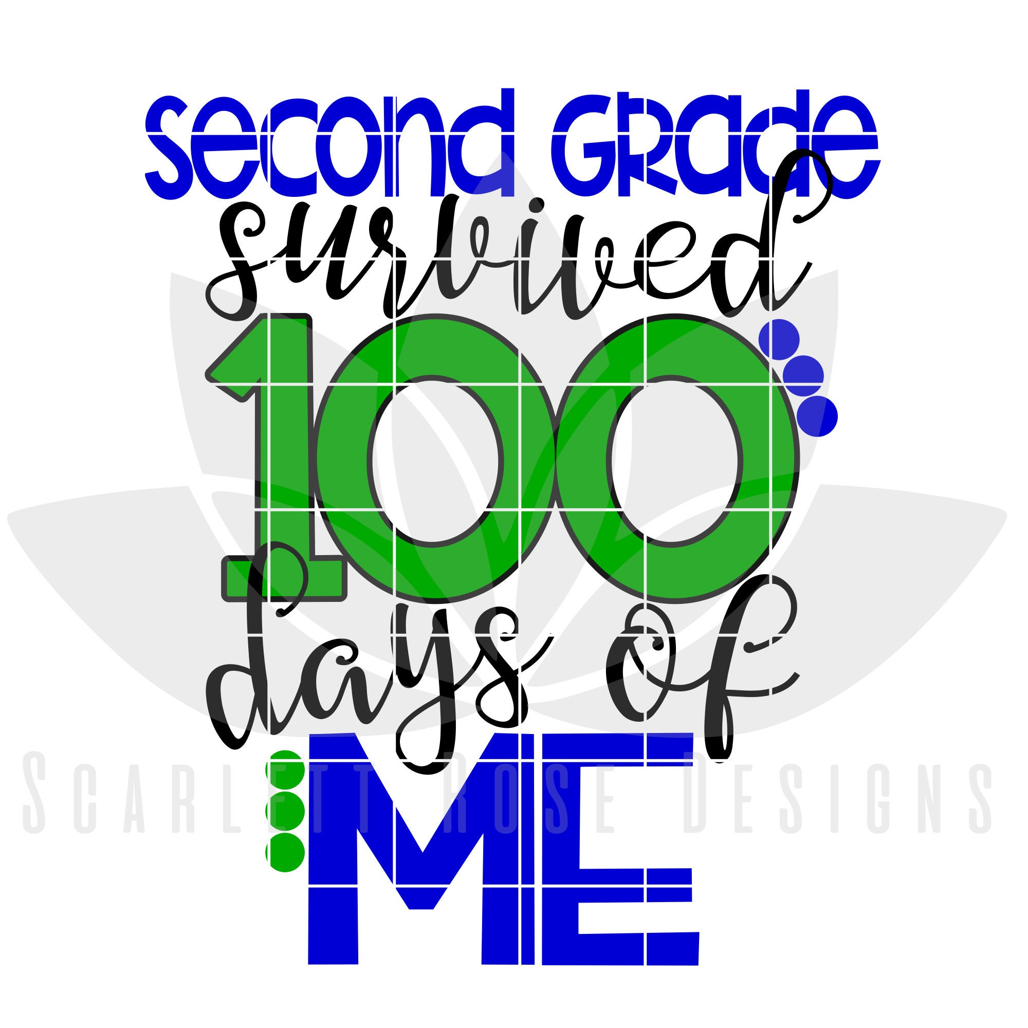 100th Day of School Svg 100 Days School Svg Second Grade - Etsy