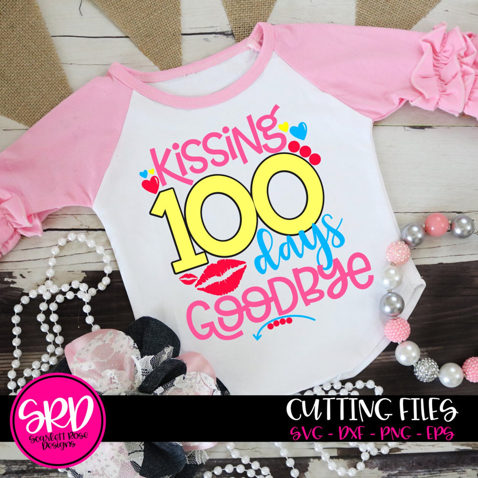 100 Days of School SVG DXF 100th Day Kissing 100 Days | Etsy