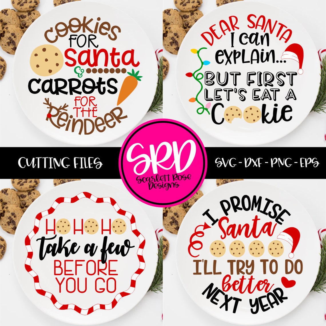 Christmas SVG Christmas Circle Santa Cookie Plate Design Cut - Etsy