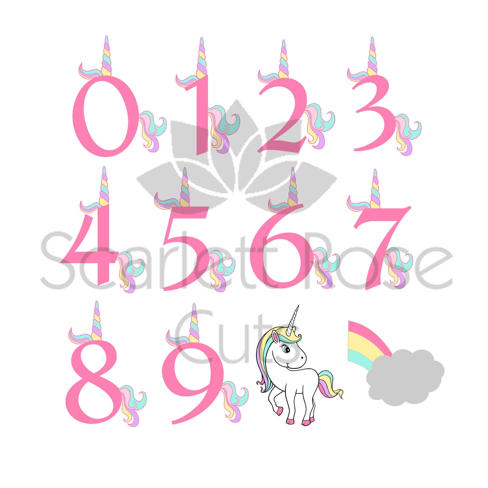 Rainbow Unicorn SVG Unicorn birthday Numbers Unicorn Party | Etsy