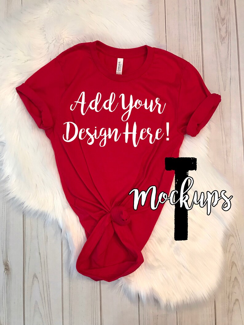 3001C Bella Canvas Red Shirt Mockup | Shirt Mock-up - Etsy