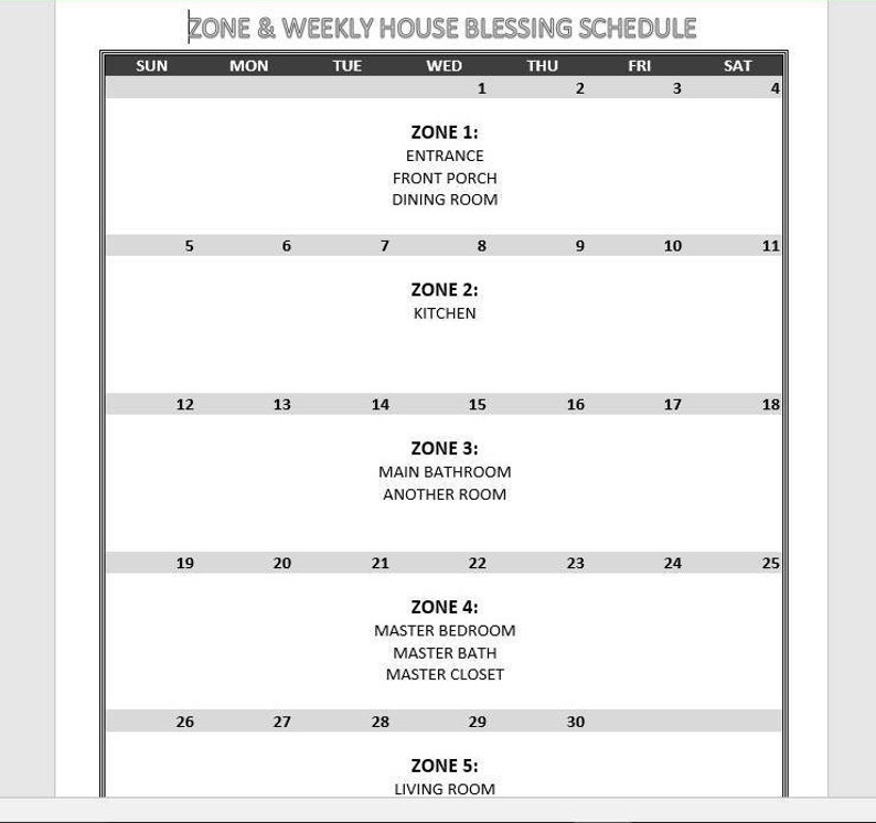 Zone Cleaning / Daily Schedule *pdf* DIGITAL DOWNLOAD PRINTABLE - 14 ...