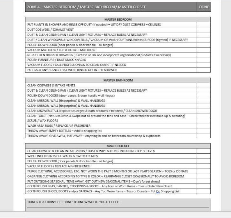 Zone Cleaning / Daily Schedule *pdf* DIGITAL DOWNLOAD PRINTABLE - 14 ...