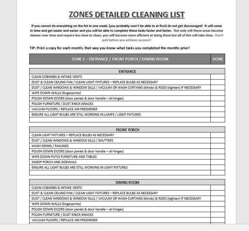 Zone Cleaning / Daily Schedule *pdf* DIGITAL DOWNLOAD PRINTABLE - 14 ...