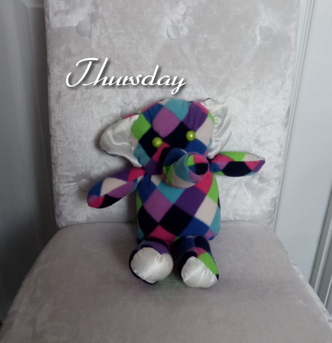 Weekday Pets, Thursday the Elephant. Teddy Bear, Harlequin Multi ...
