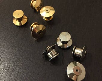 Locking Pin Backs 12 per Pack NICKEL PLATED no Tools Required Never ...