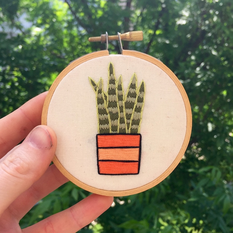 Snake Plant Hand Embroidery Art // 3 Inch Hoop // Botanical Home Decor ...
