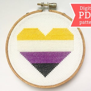 PDF Pattern: Set of 6 Pride Flag Heart Cross Stitch Patterns // Gay, Bi, Pan, Asexual, Trans ...