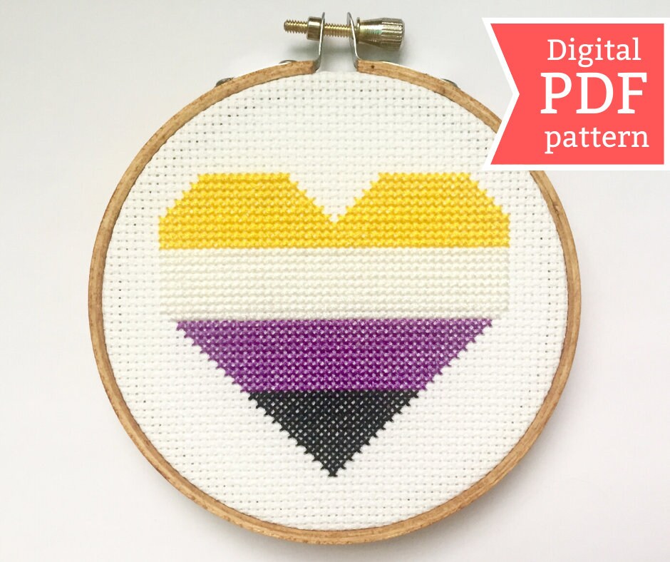 PDF Pattern: Set of 6 Pride Flag Heart Cross Stitch Patterns | Etsy