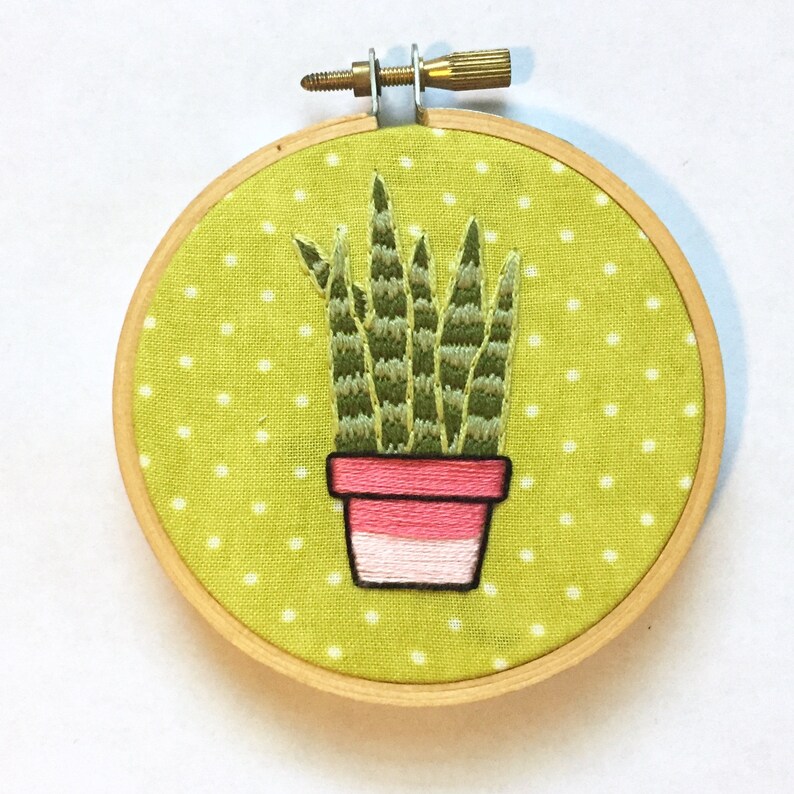 Snake Plant Hand Embroidery Art // 3 Inch Hoop // Botanical Home Decor ...