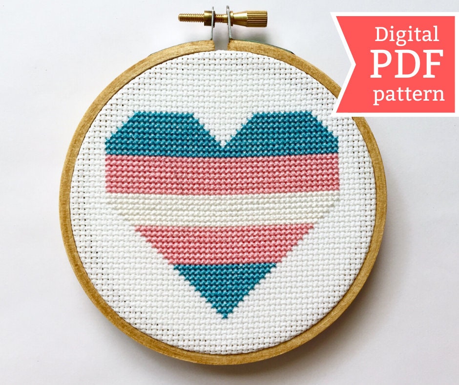 PDF Pattern: Set of 6 Pride Flag Heart Cross Stitch Patterns | Etsy