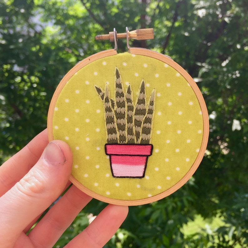 Snake Plant Hand Embroidery Art // 3 Inch Hoop // Botanical Home Decor ...
