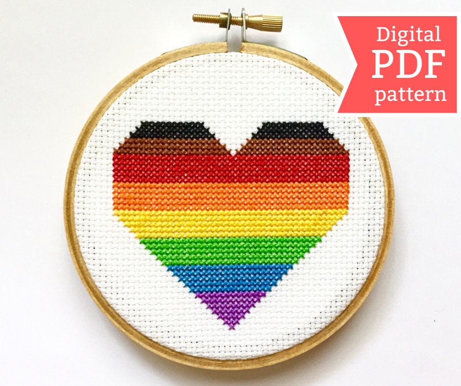 PDF Pattern: Set of 6 Pride Flag Heart Cross Stitch Patterns | Etsy